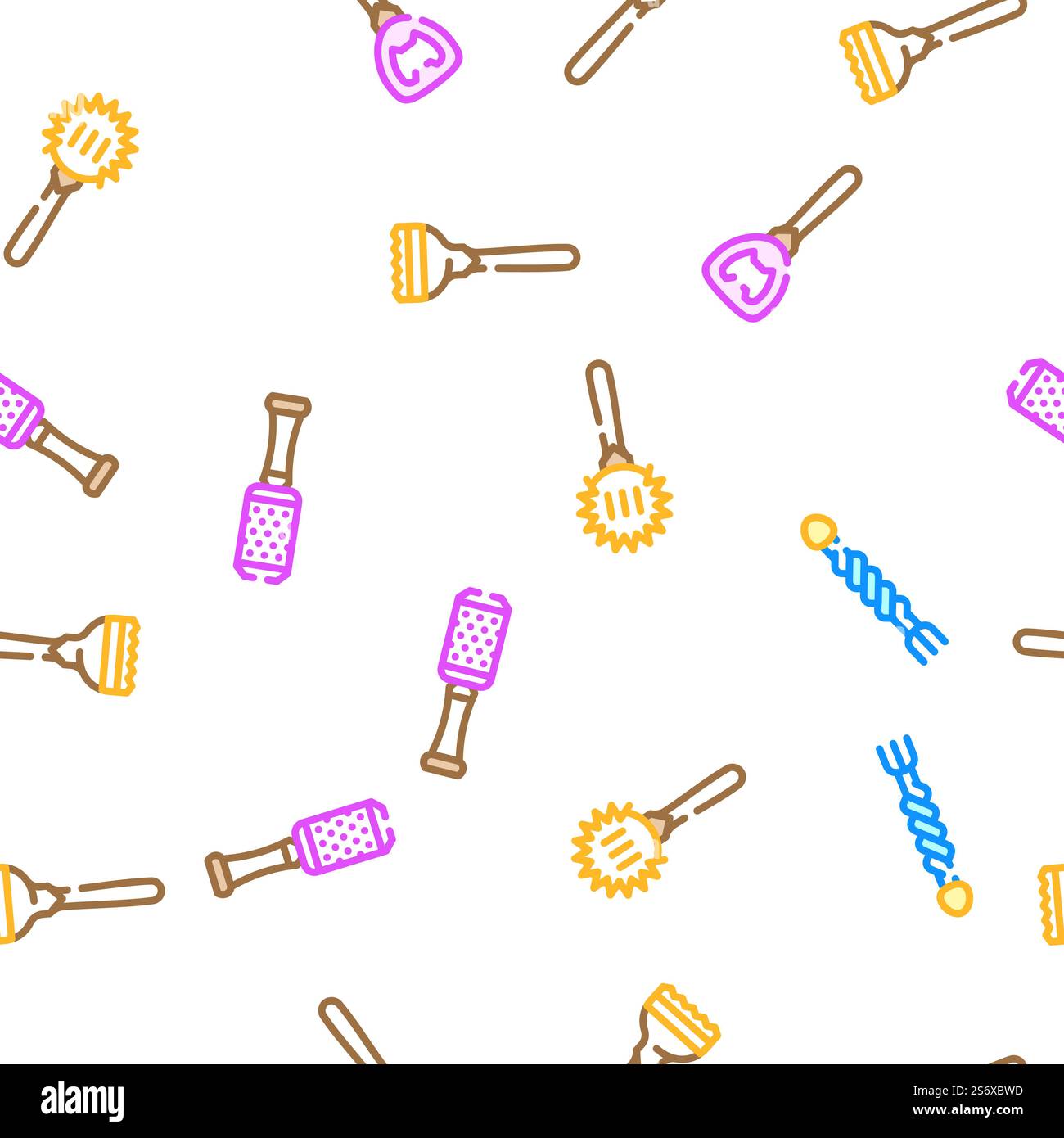 Bartender Accessory Vector Seamless Pattern Color Line Illustration ...