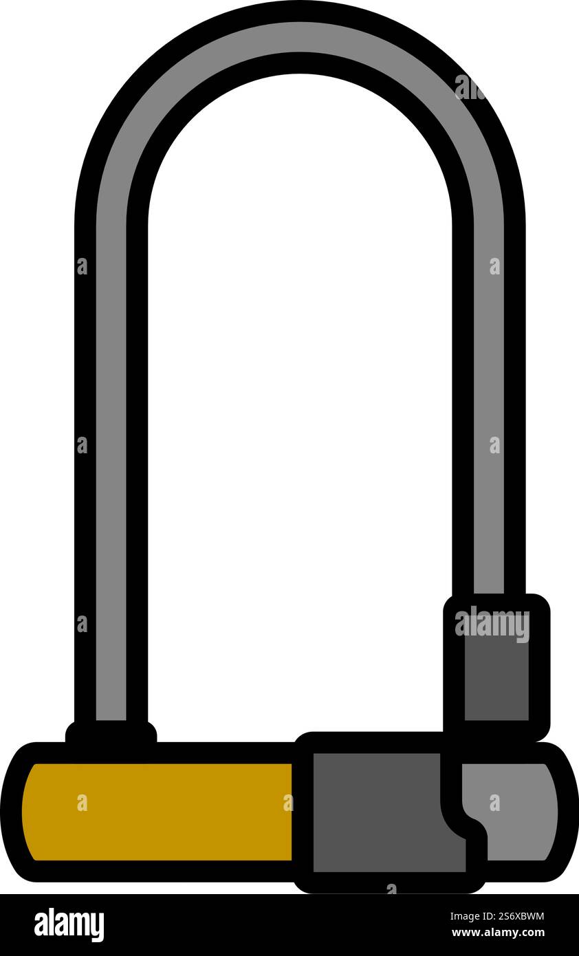 Bike Lock Icon. Editable Bold Outline With Color Fill Design. Vector ...