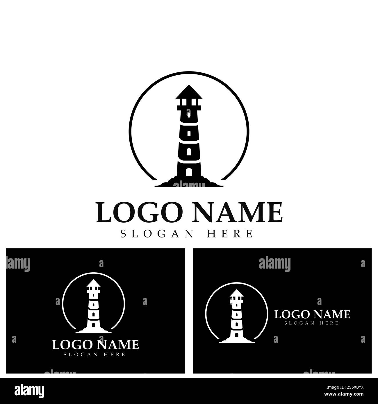 Lighthouse silhouette Black and White Stock Photos & Images - Alamy