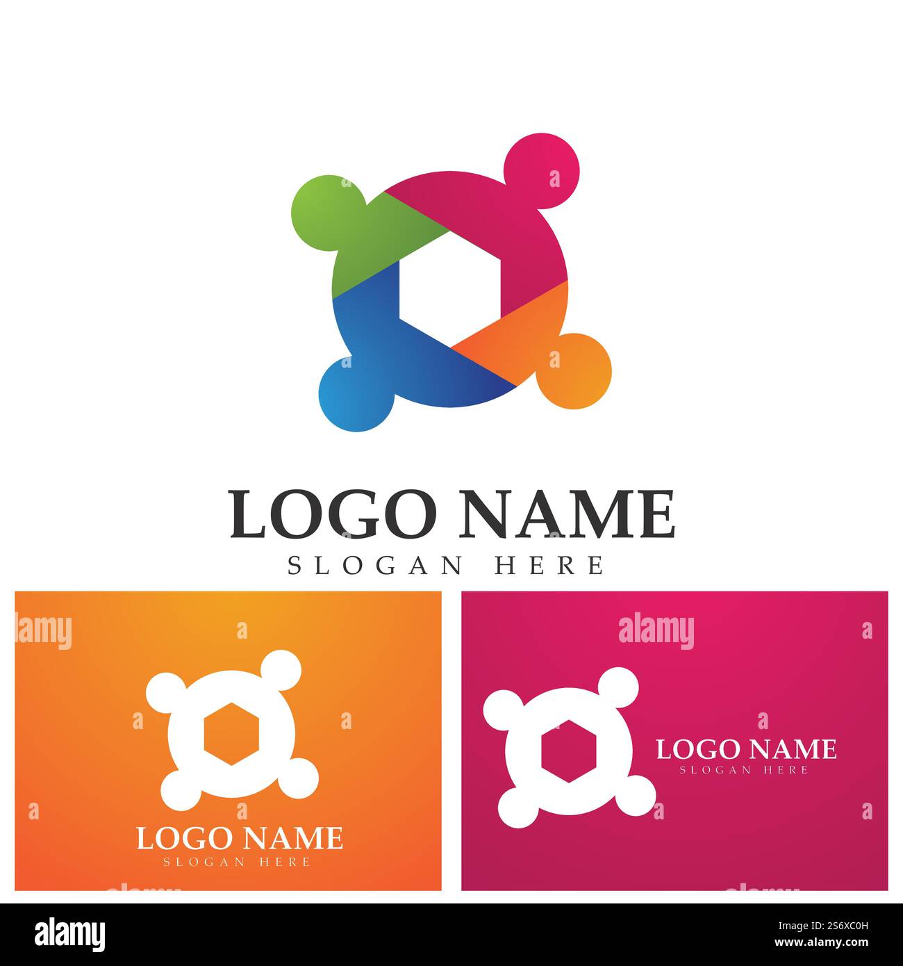 Teamwork connecting people hexagon concept logo symbol icon vector ...
