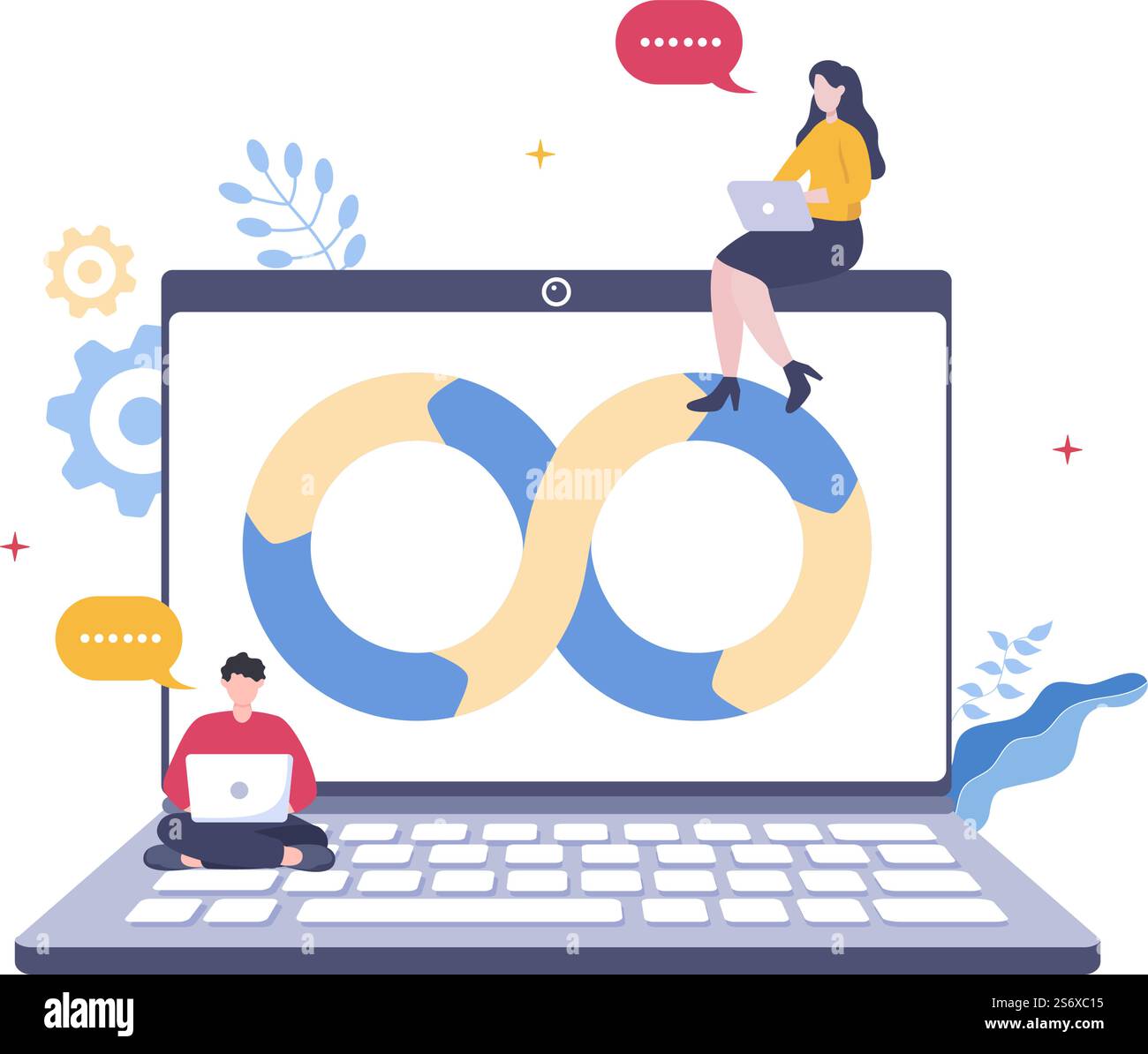 Business Workflow Organization and Management Design Illustration with ...