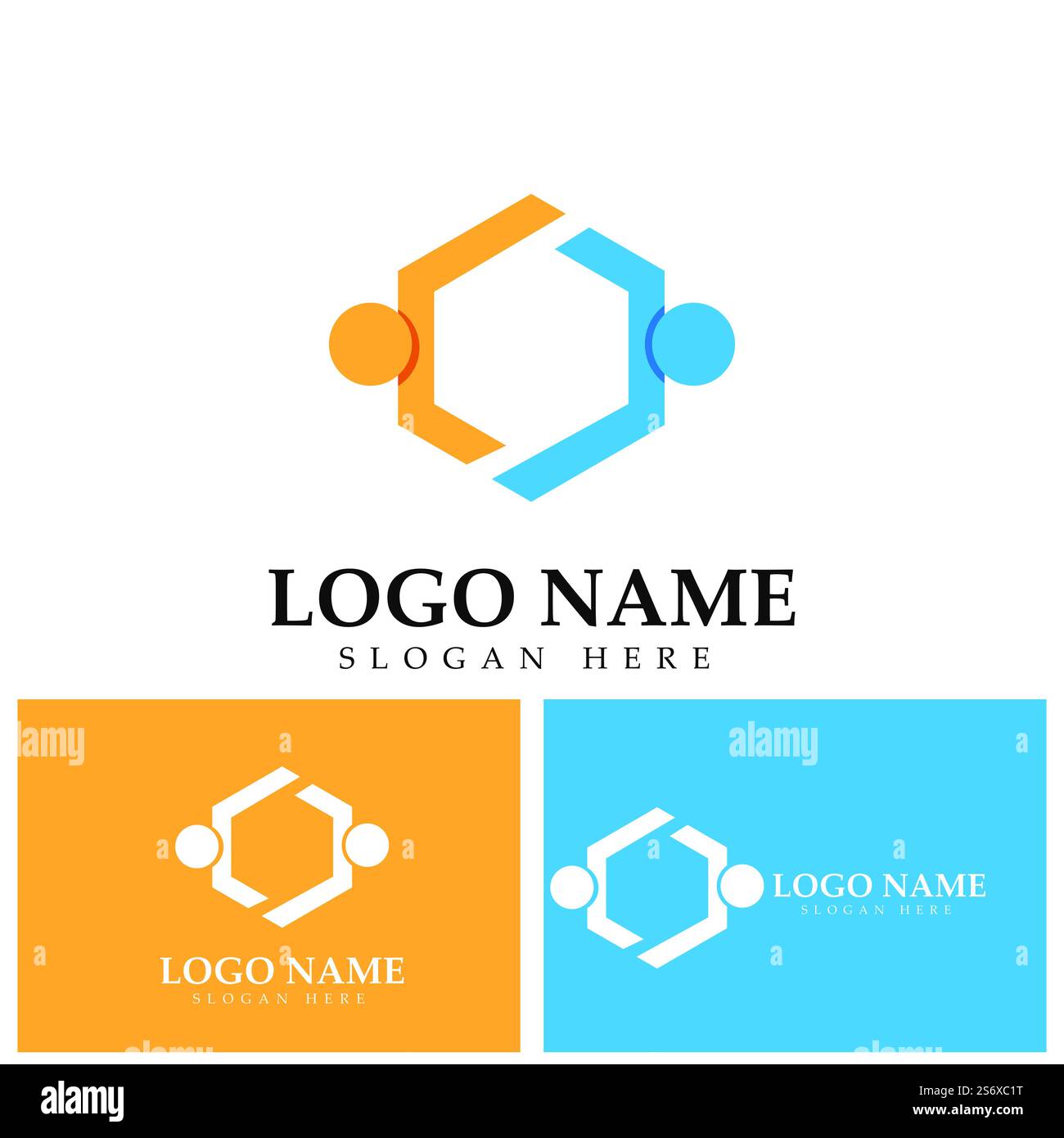Teamwork connecting people hexagon concept logo symbol icon vector ...