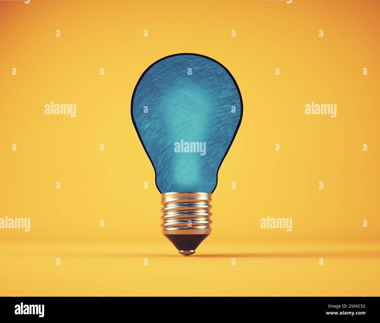 Conceptual blue bulb on yellow background. Originality, insight, and ...