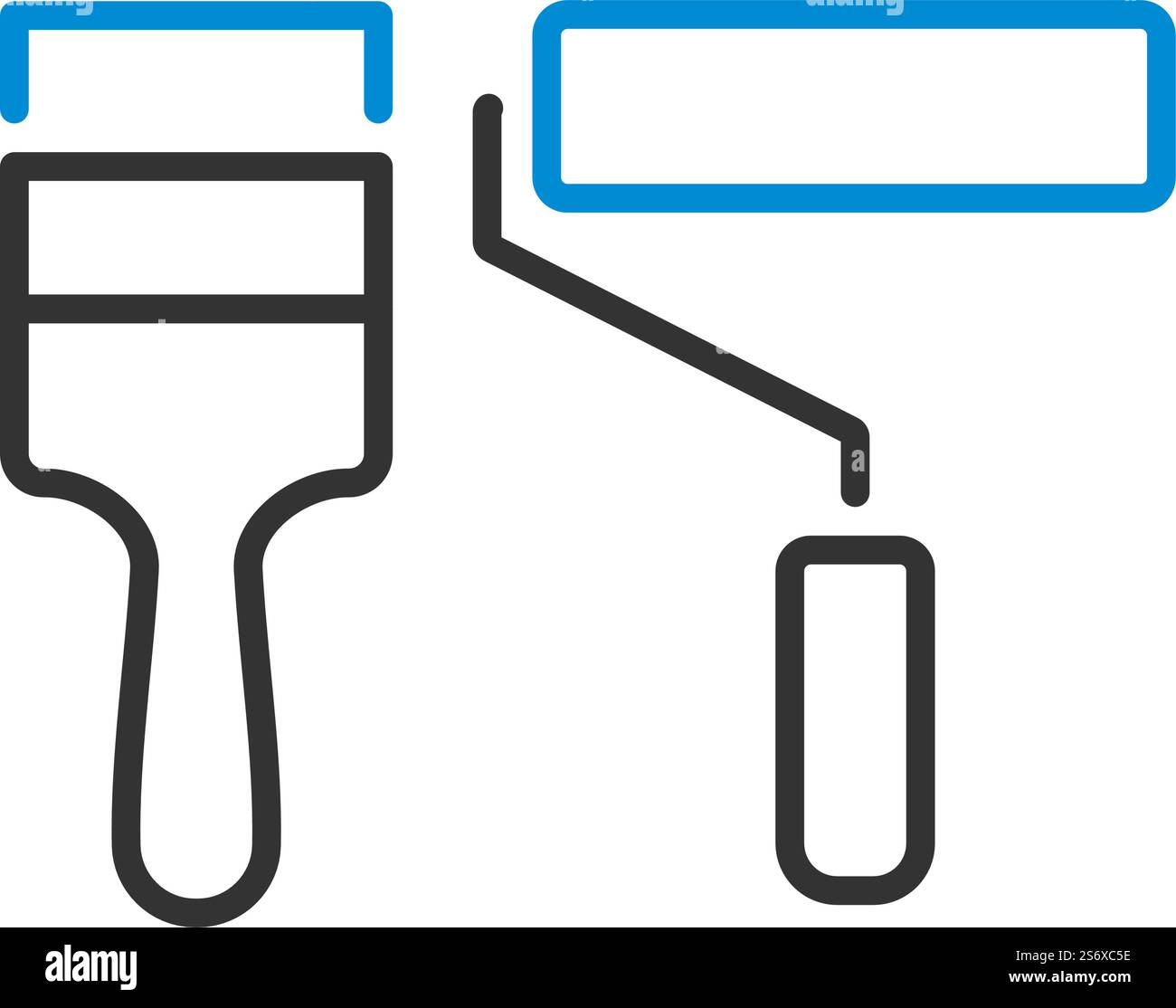 Icon Of Construction Paint Brushes. Editable Bold Outline With Color ...