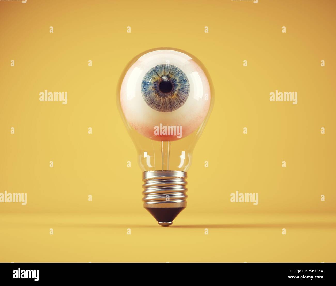 Eye inside a light bulb. Vision concept. This is a 3d render ...