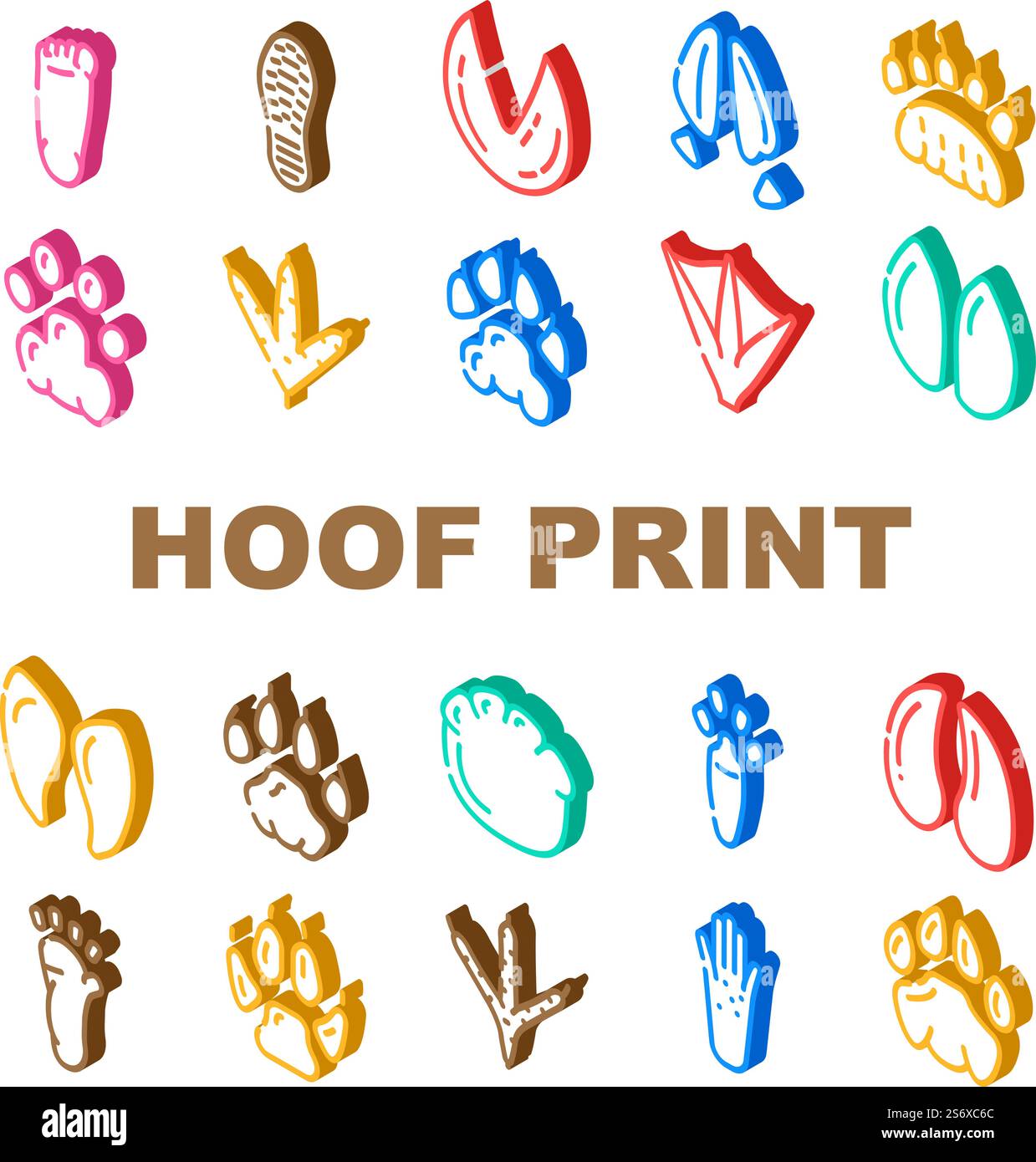 Hoof Print Animal, Bird And Human Shoe Set Vector. People Footprint And ...