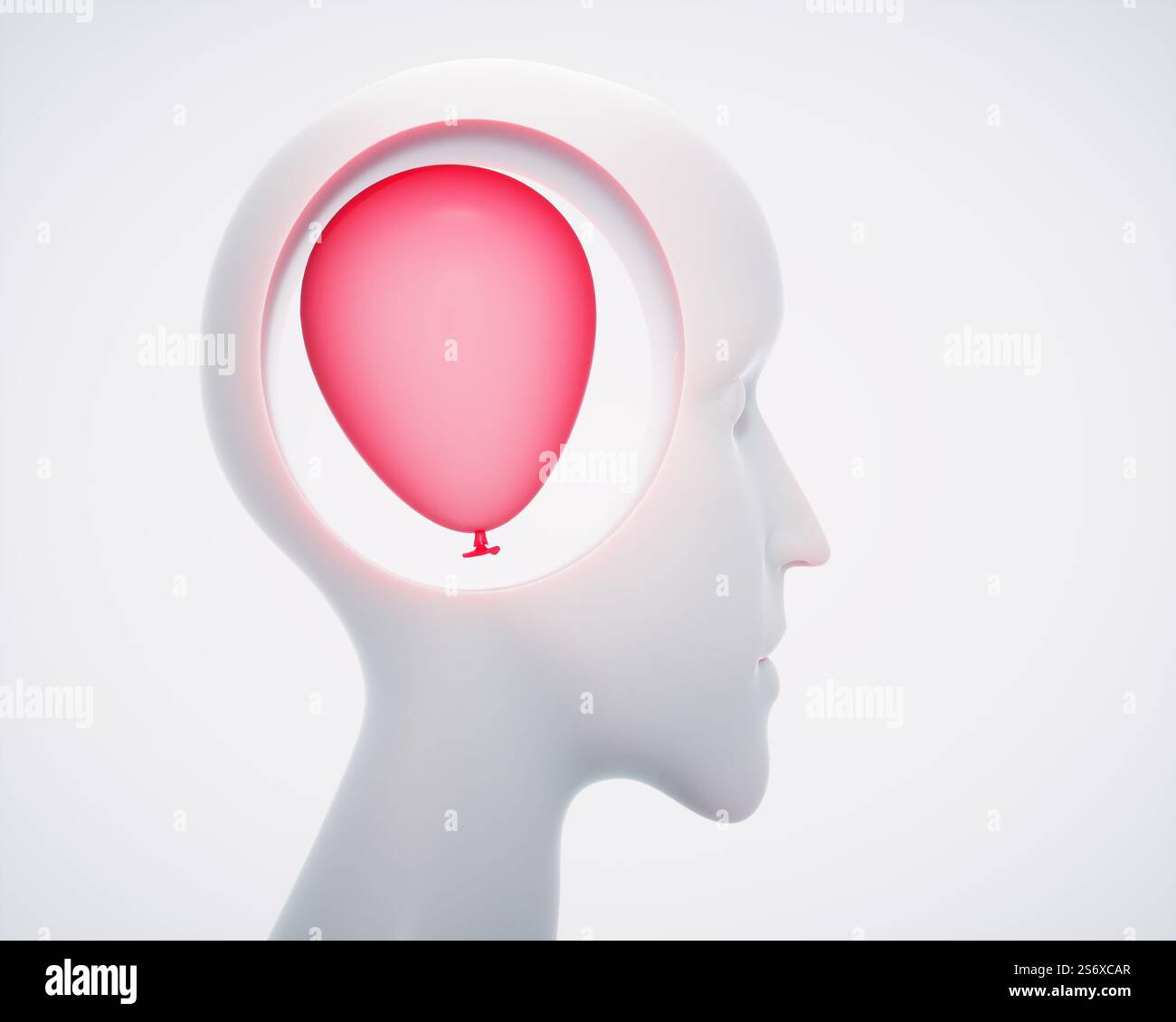 Human head with a balloon inside. Weakness and mindset concept. This is ...