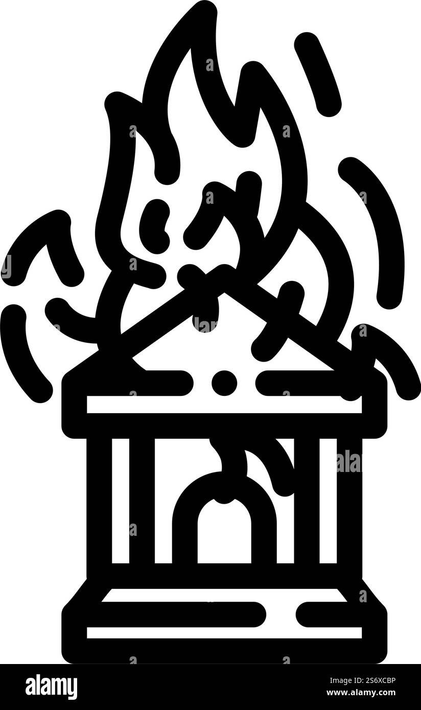 burning bank line icon vector. burning bank sign. isolated contour ...