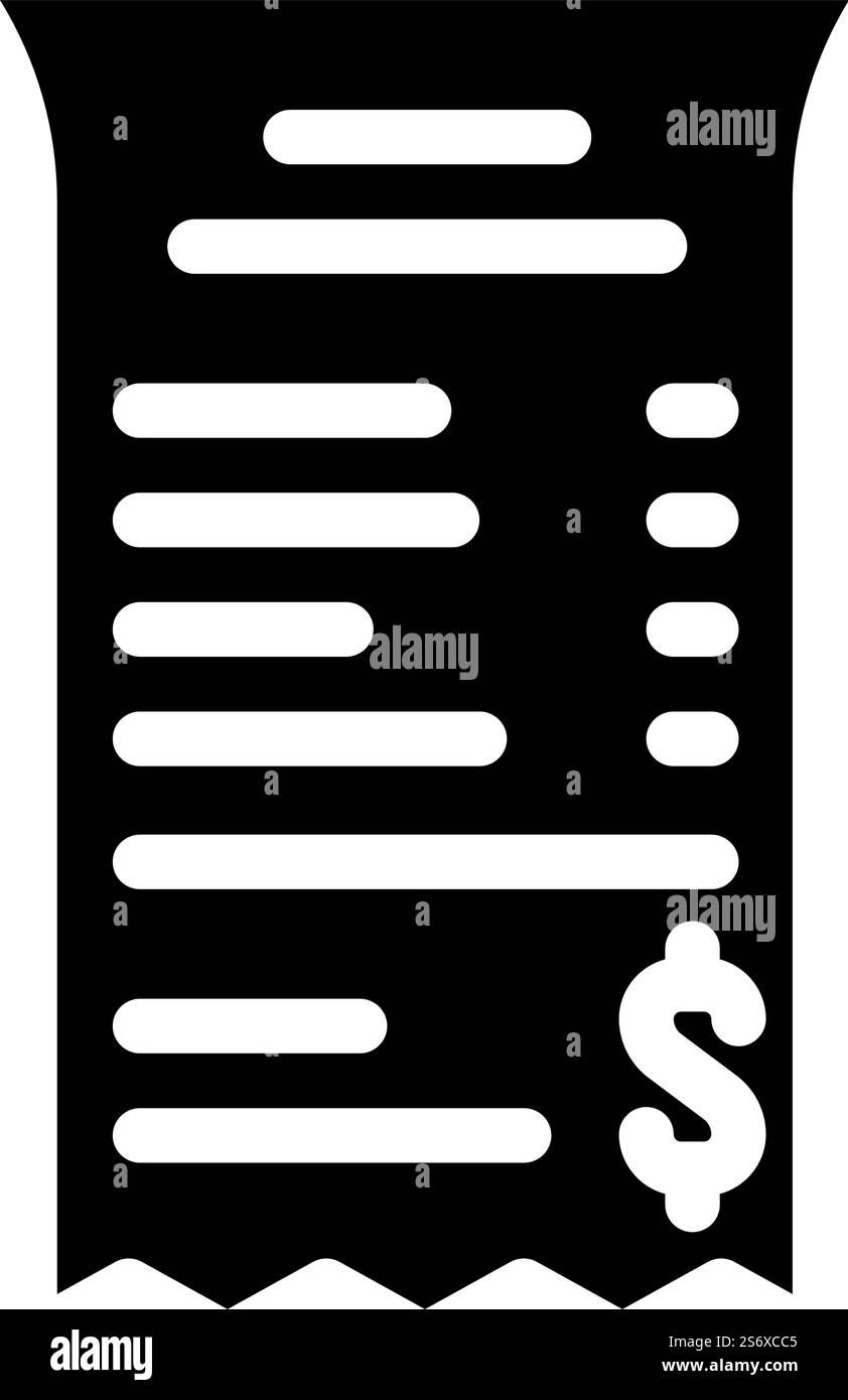 bill receipt glyph icon vector. bill receipt sign. isolated symbol ...