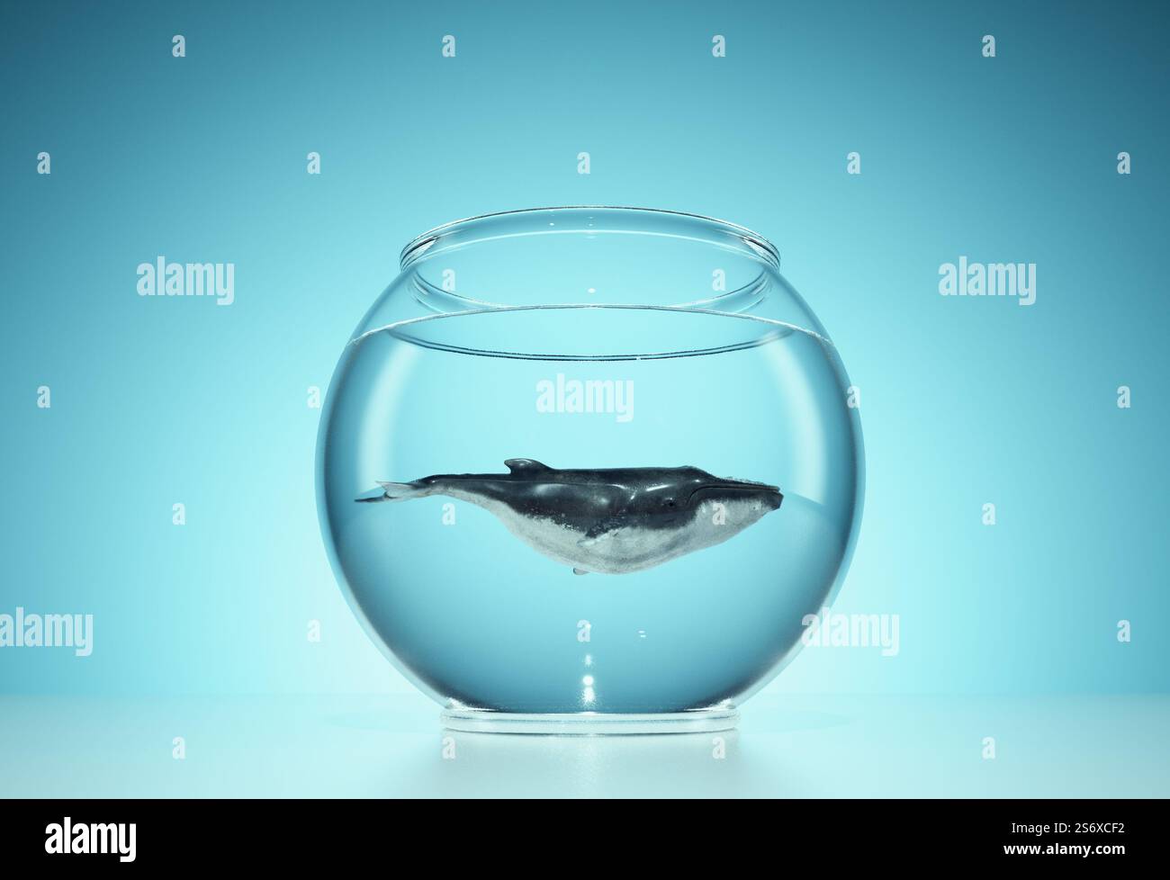 Whale inside a fish bowl . Mindset and behaviour change concept. This ...