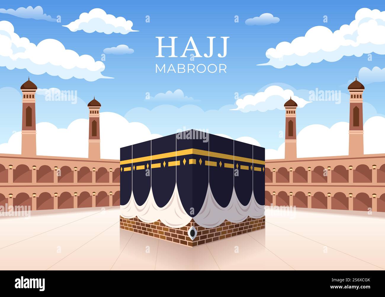 Hajj or Umrah Mabroor Cartoon Illustration with Makkah Kaaba Suitable ...