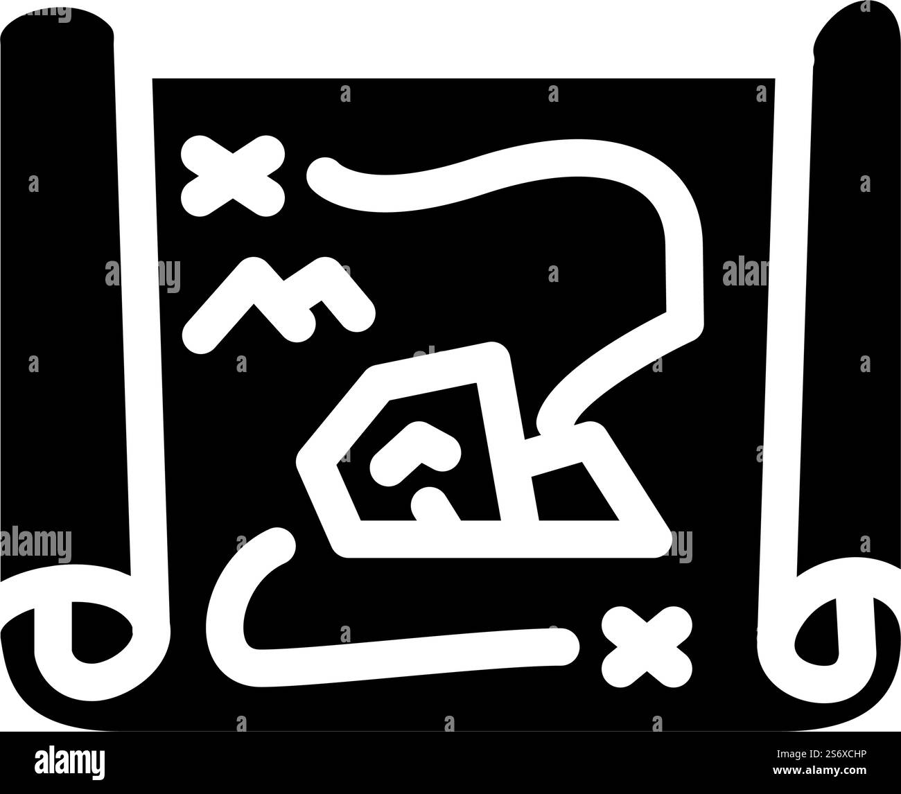 map with treasure glyph icon vector. map with treasure sign. isolated ...