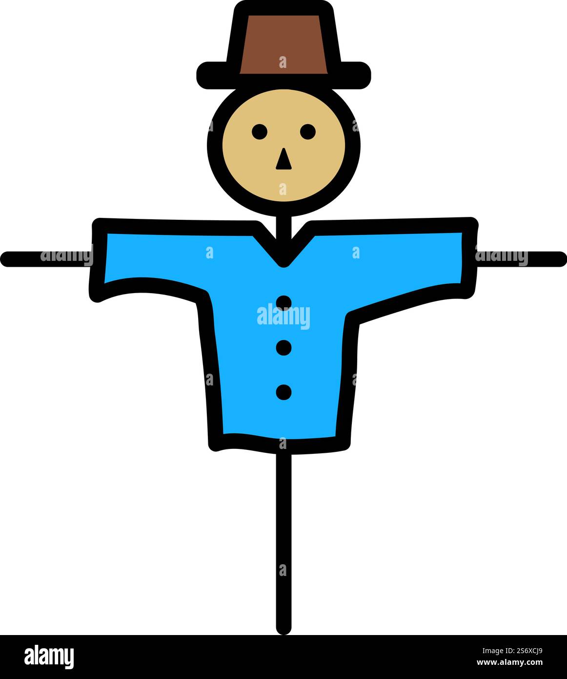 Scarecrow Icon. Editable Bold Outline With Color Fill Design. Vector ...
