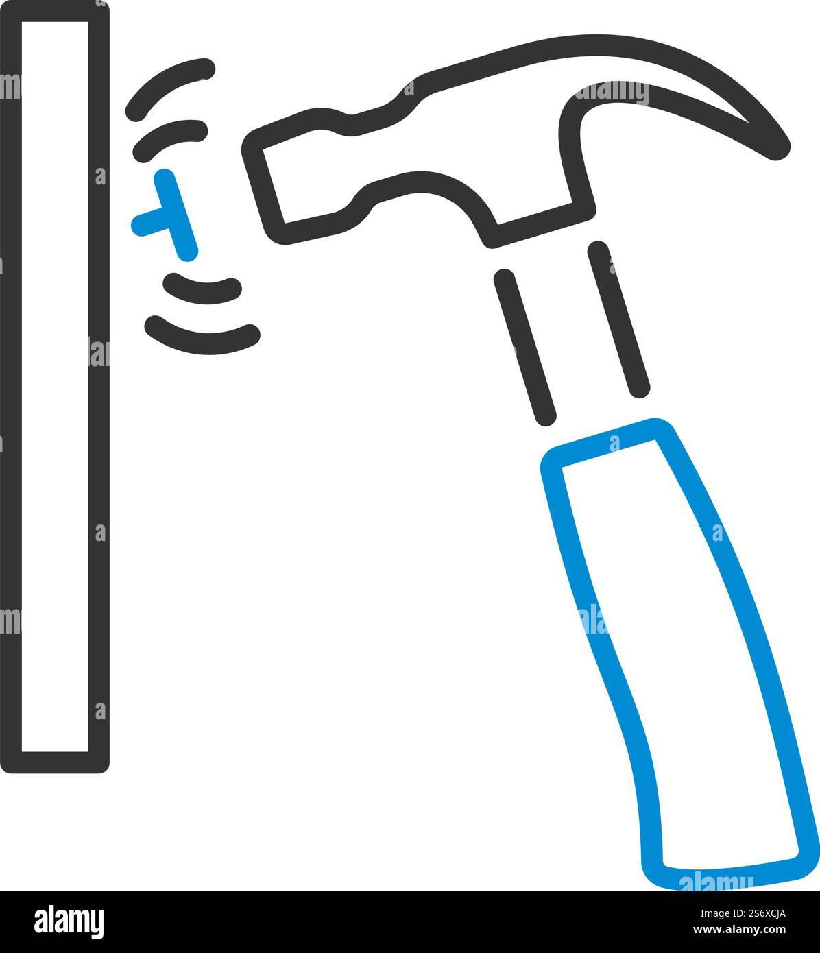 Icon Of Hammer Beat To Nail. Editable Bold Outline With Color Fill ...