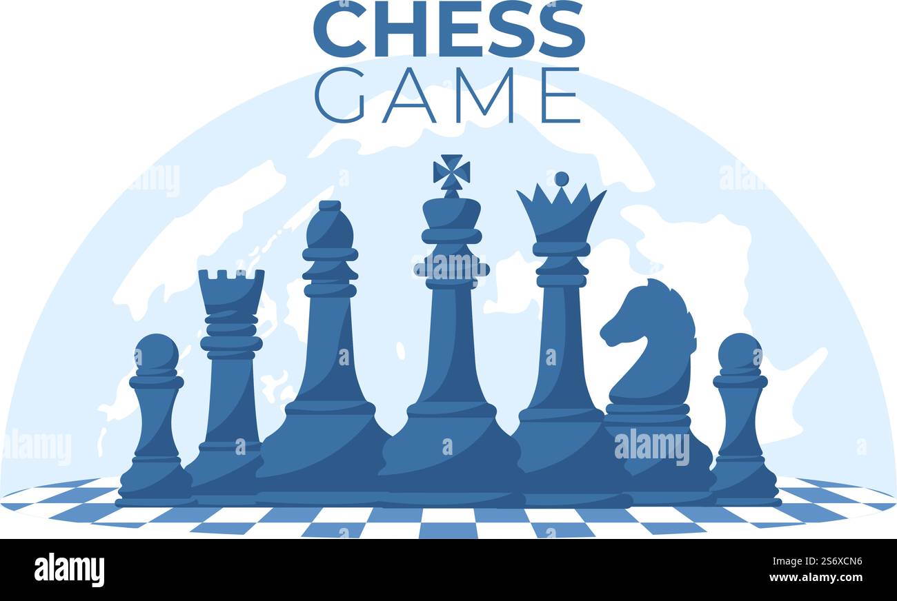 Chequered Chess Game Board Cartoon Background Illustration with Black ...