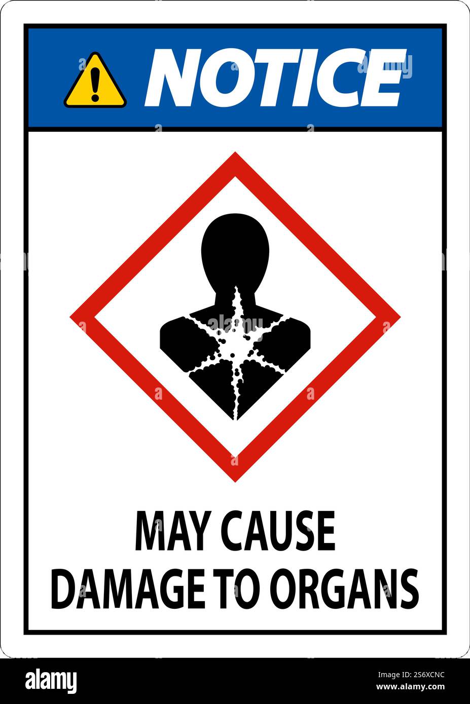 Notice May Cause Damage To Organs GHS Sign On White Background Stock ...