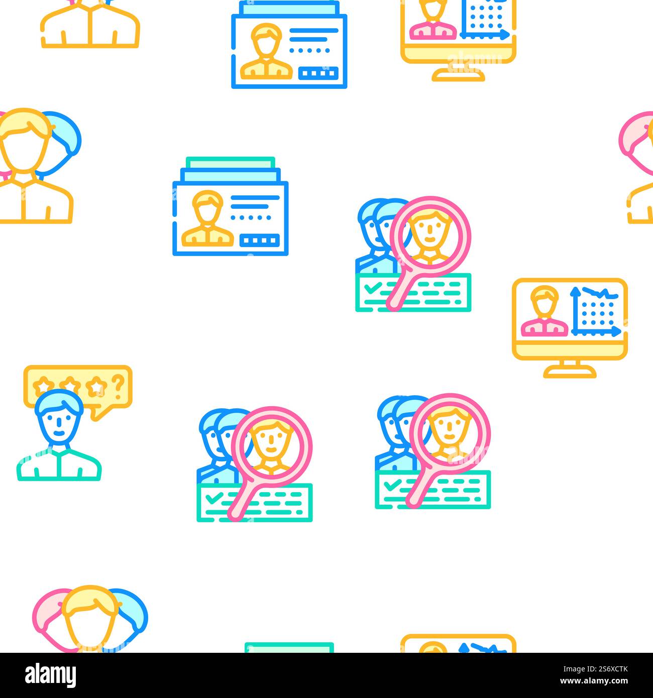 Kyc Know Your Customer Vector Seamless Pattern Color Line Illustration ...