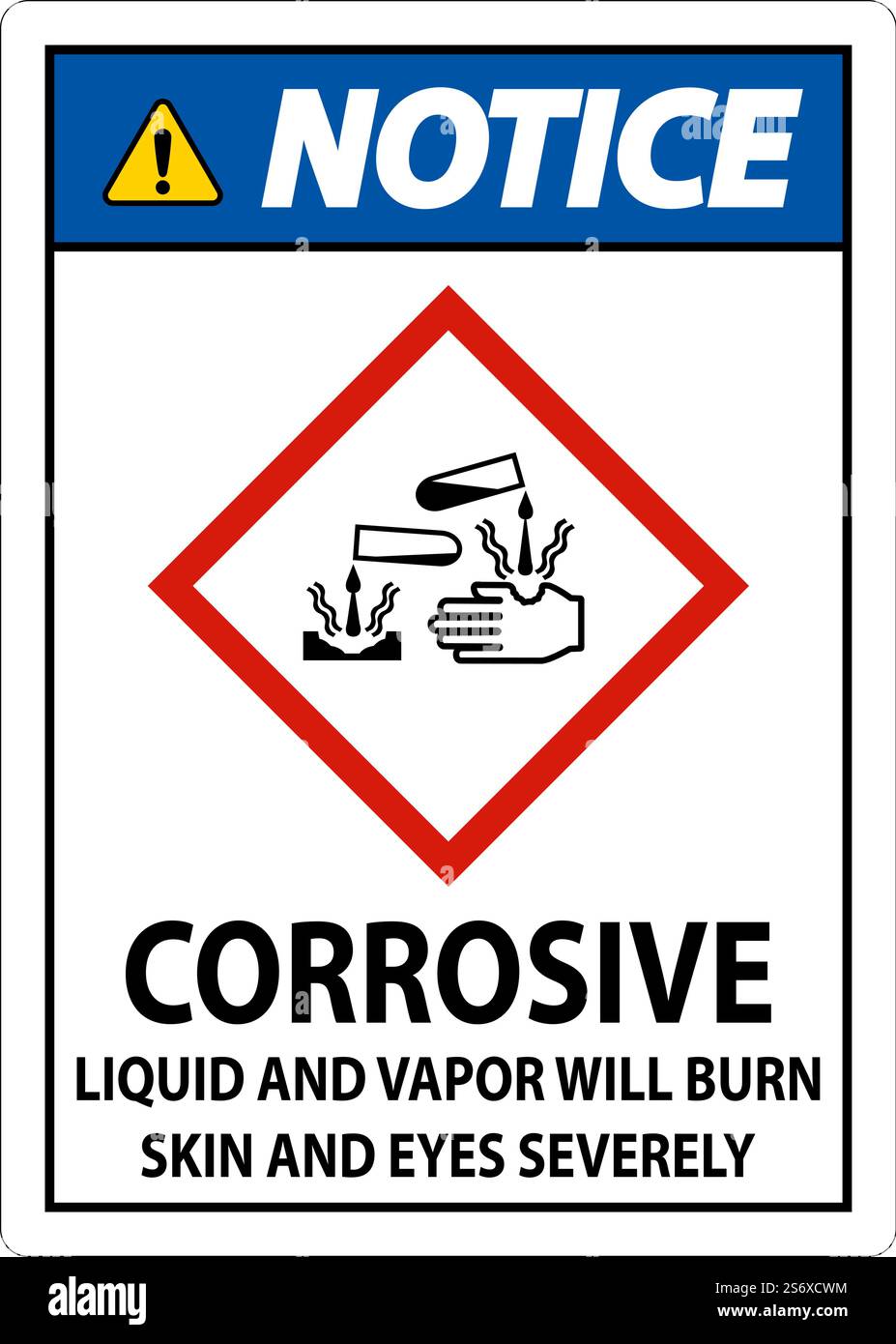 Notice Corrosive Liquid And Vapor Will Burn GHS Sign Stock Vector Image ...