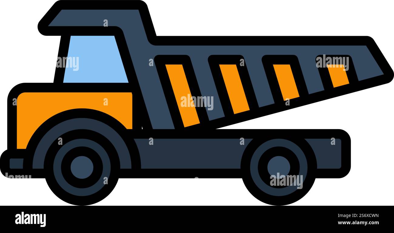 Icon Of Tipper. Editable Bold Outline With Color Fill Design. Vector ...