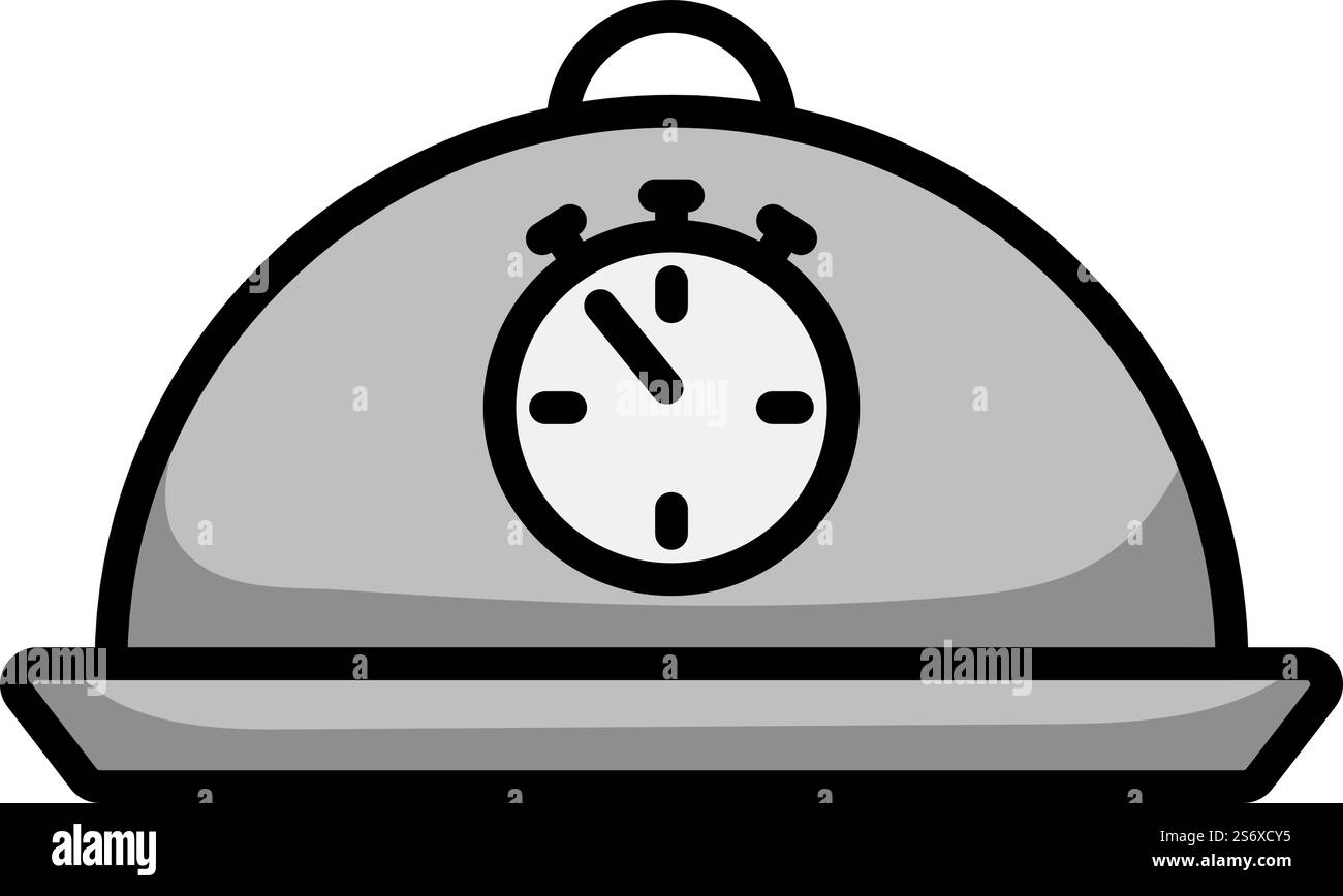 Cloche With Stopwatch Icon. Editable Bold Outline With Color Fill ...