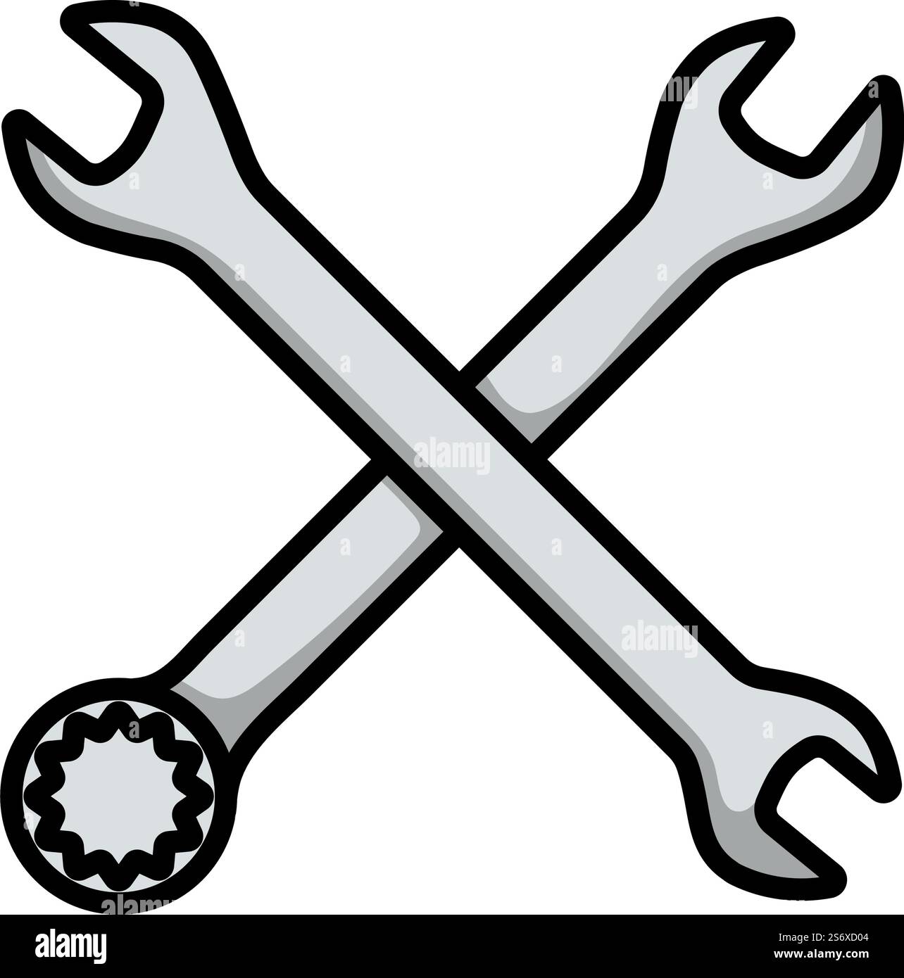 Icon Of Crossed Wrench. Editable Bold Outline With Color Fill Design ...