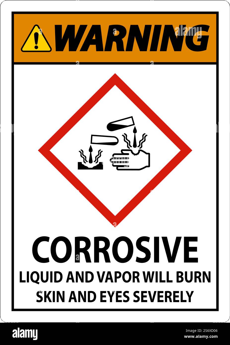 Warning Corrosive Liquid And Vapor Will Burn GHS Sign Stock Vector ...