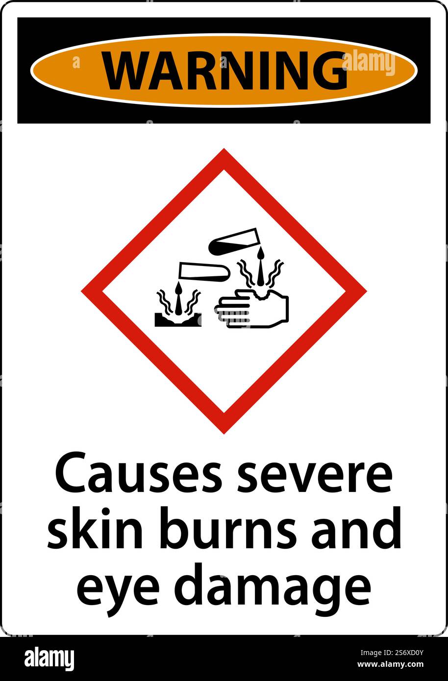 Warning Causes Severe Skin Burns Eye Damage GHS Sign Stock Vector Image ...
