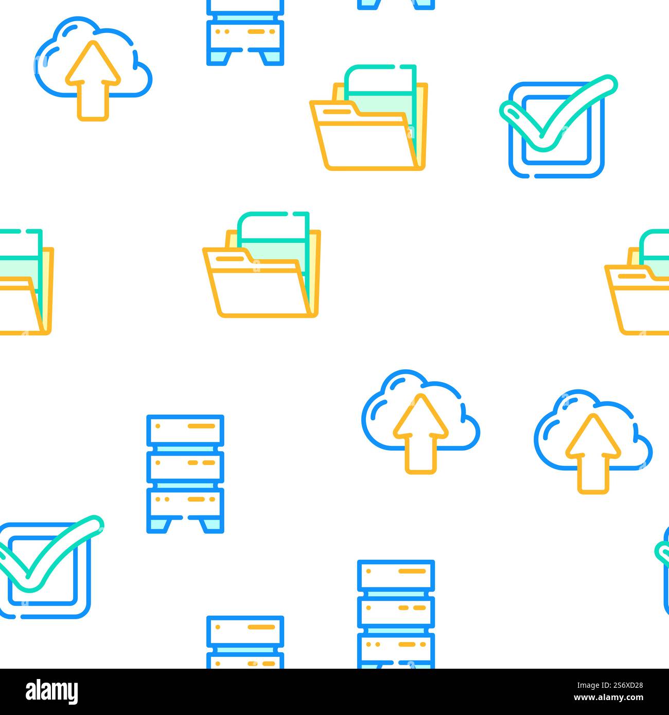 File Computer Digital Document Vector Seamless Pattern Color Line