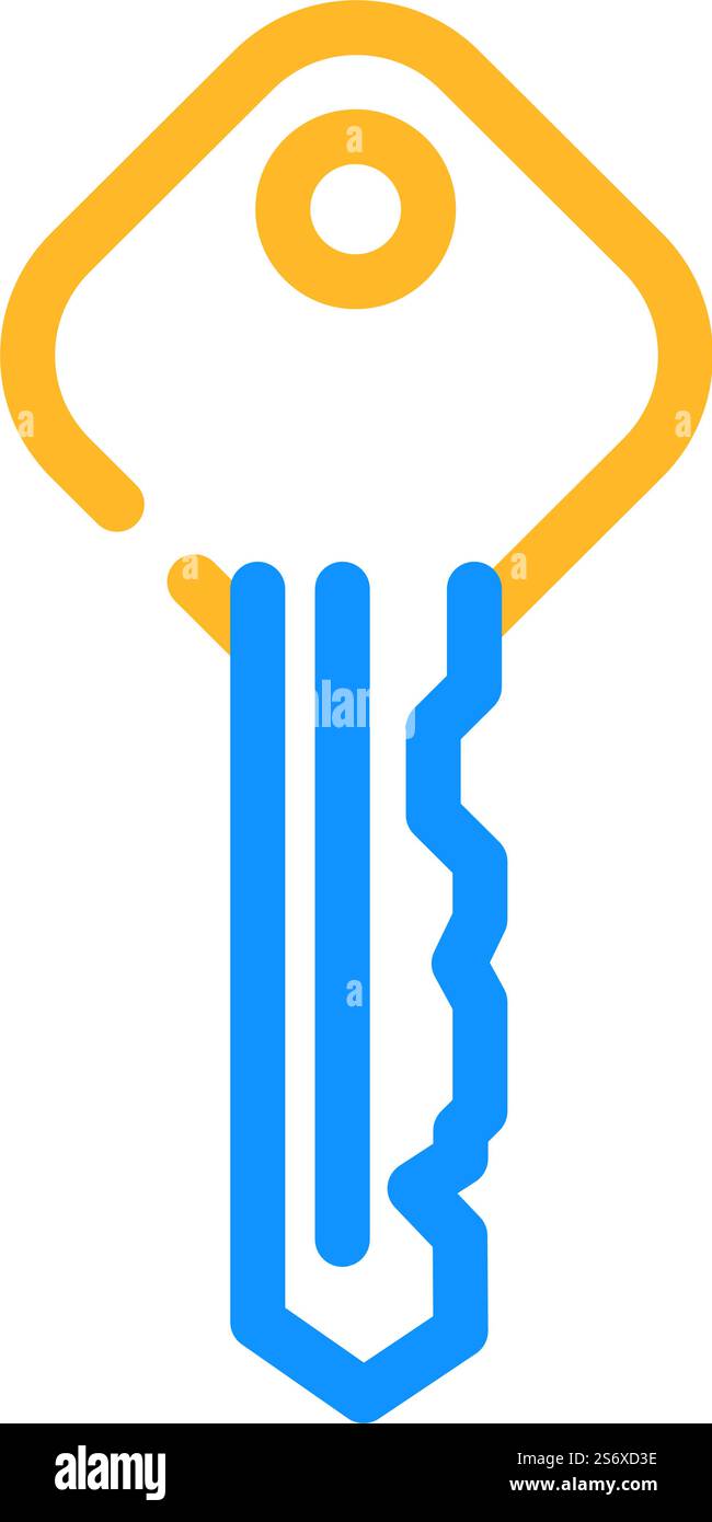 ordinary house key color icon vector. ordinary house key sign. isolated ...