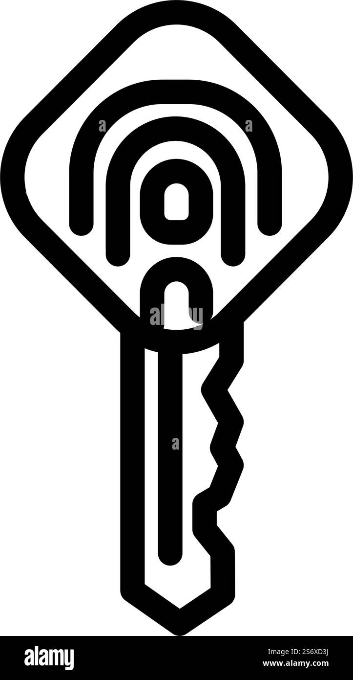 key with fingerprint scanner line icon vector. key with fingerprint ...