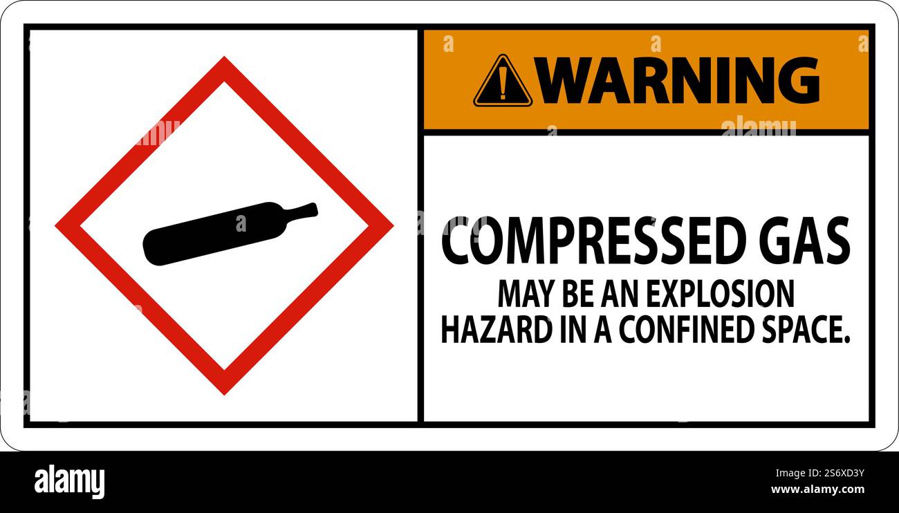 Warning Compressed Gas GHS Sign On White Background Stock Vector Image ...