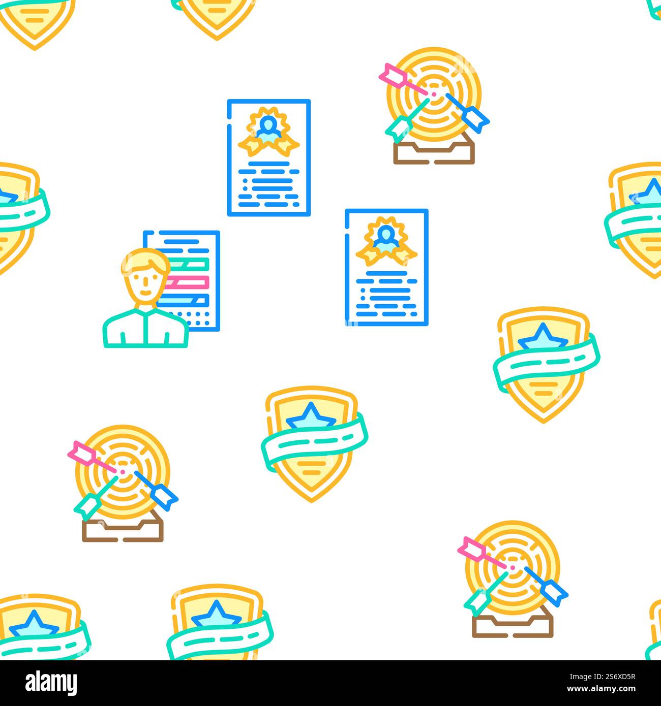 Expertise Business Processing Vector Seamless Pattern Color Line ...