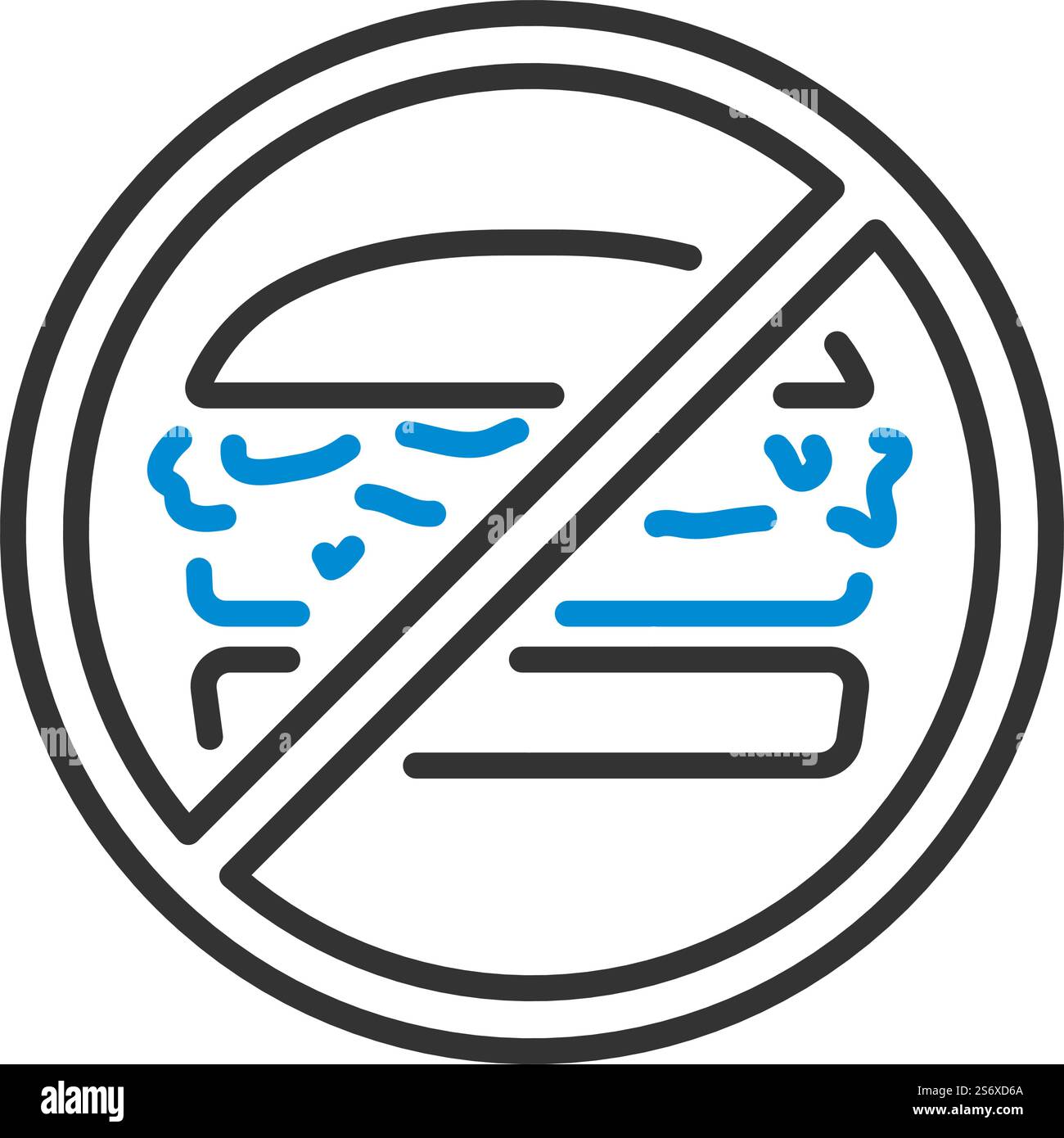 Icon Of Prohibited Hamburger. Editable Bold Outline With Color Fill ...