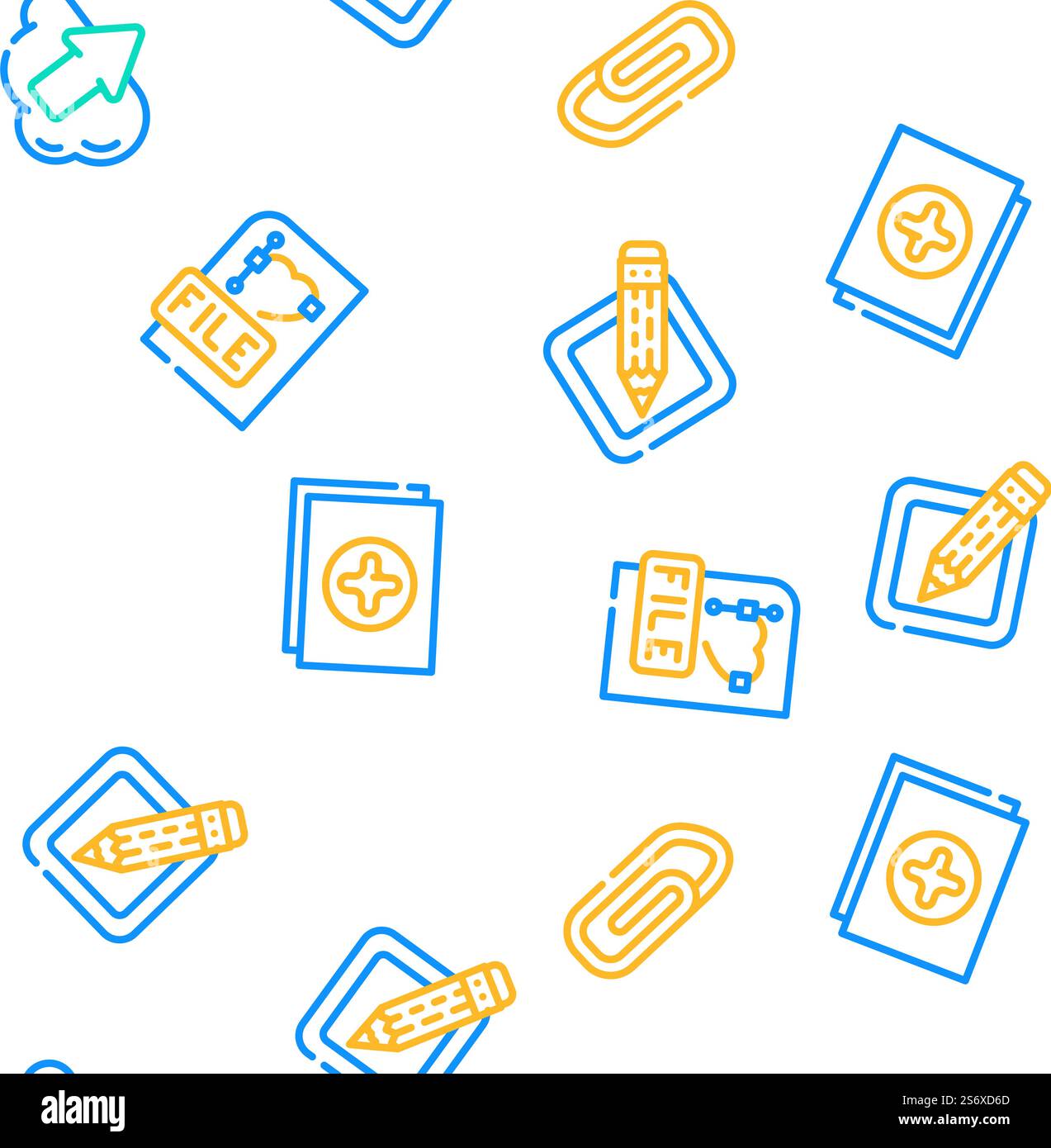 File Computer Digital Document Vector Seamless Pattern Color Line ...