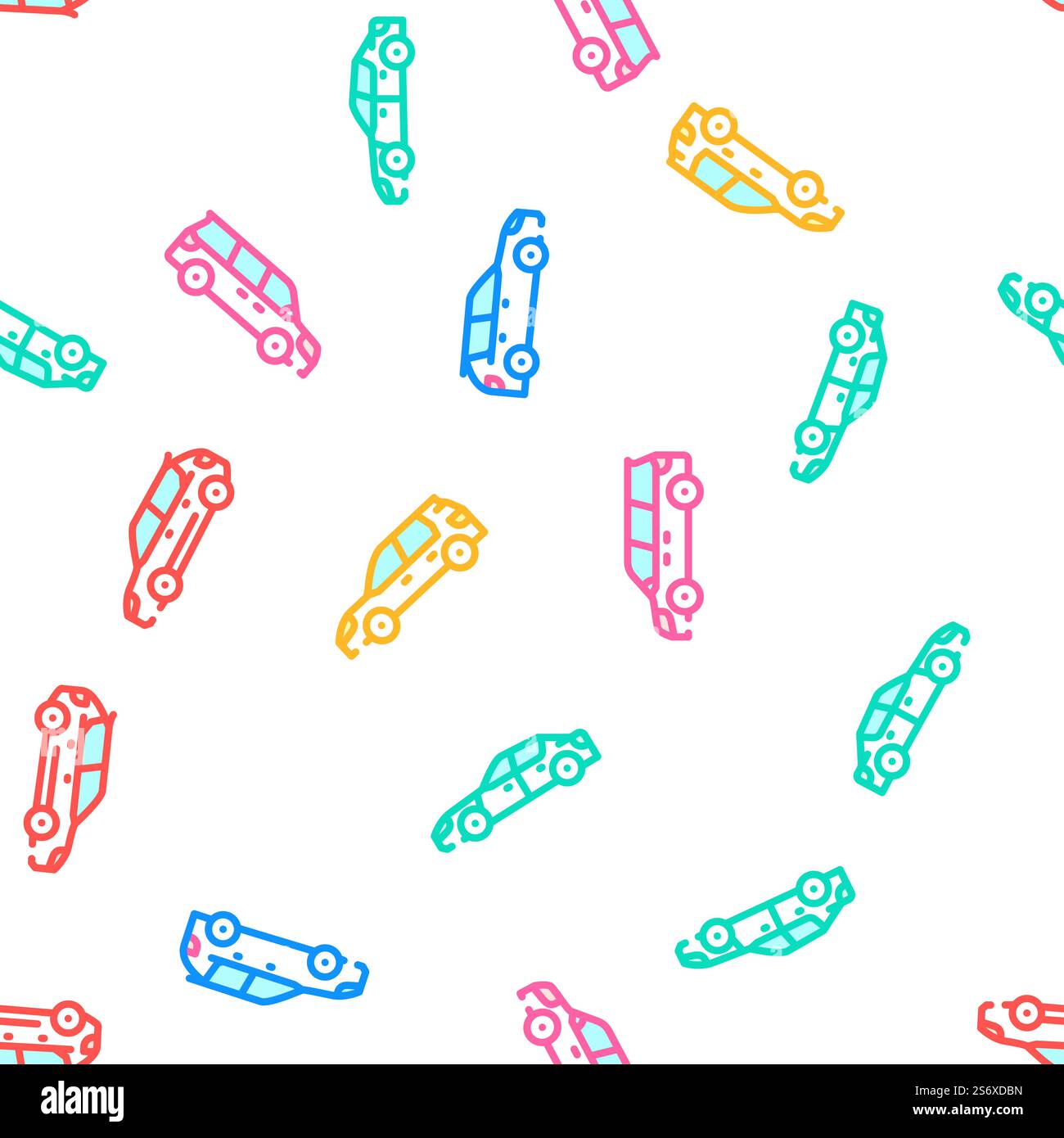 Car Transport Different Body Type Vector Seamless Pattern Color Line ...