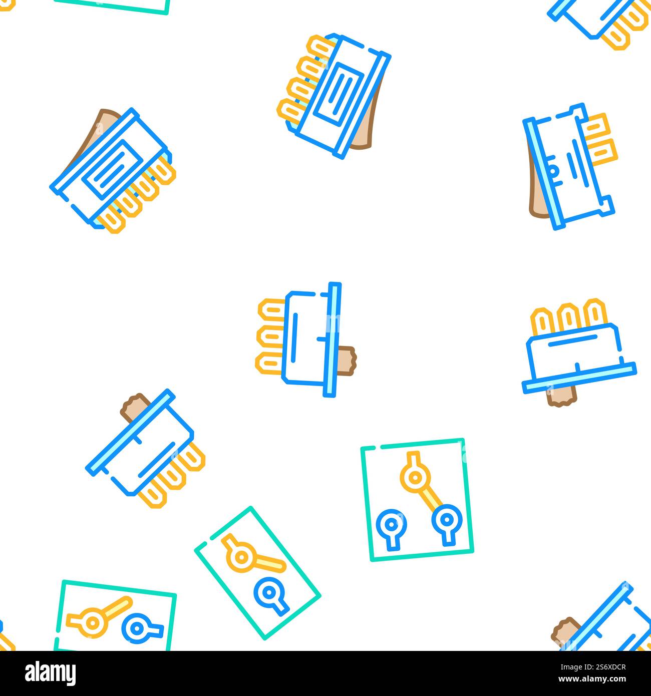 Switch Electricity Accessory Vector Seamless Pattern Color Line Illustration Switch Electricity
