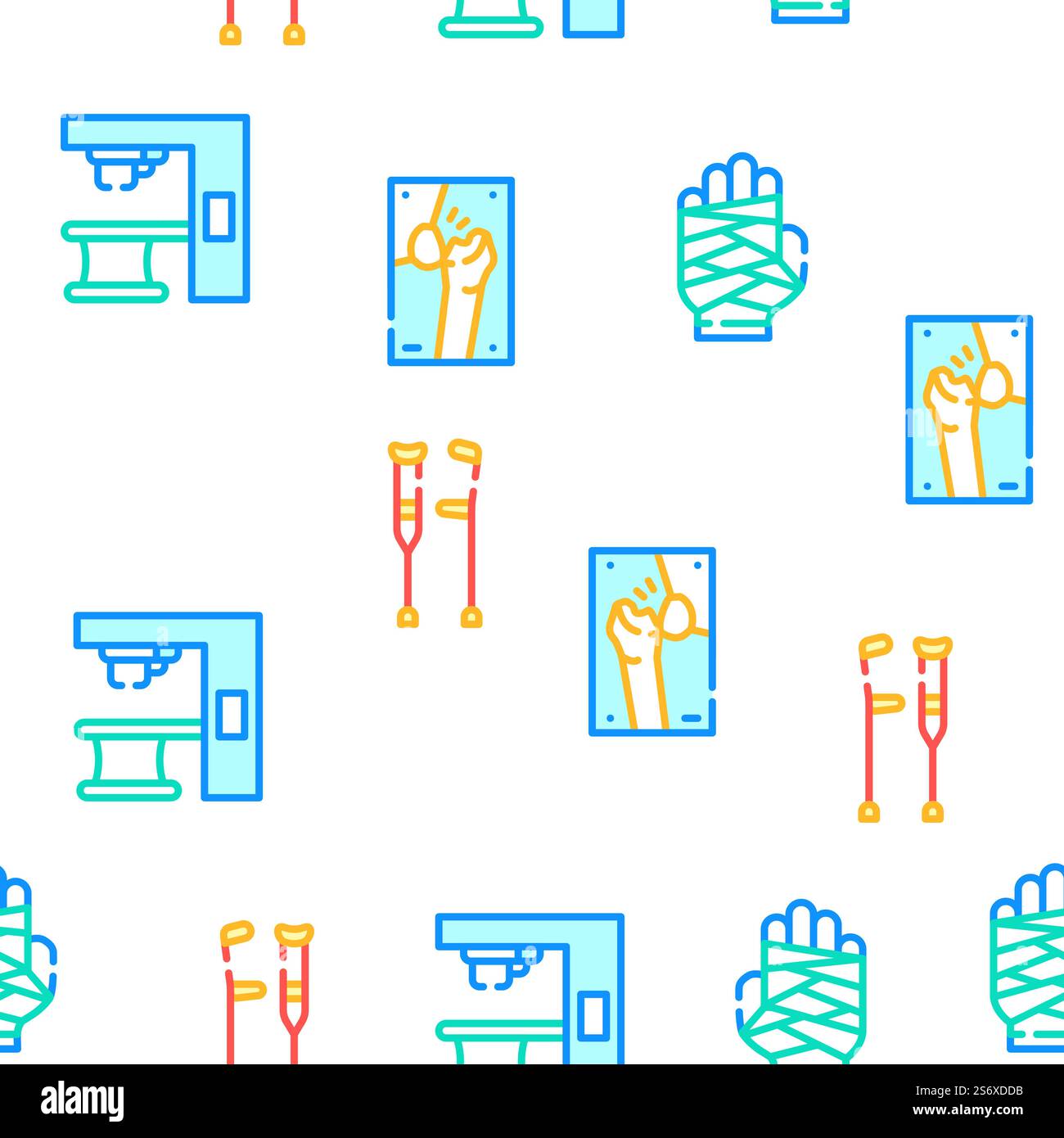 Fracture Accident Collection Vector Seamless Pattern Color Line ...