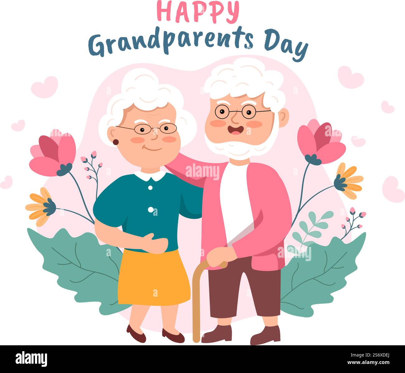 Happy Grandparents Day Cute Cartoon Illustration with Older Couple ...