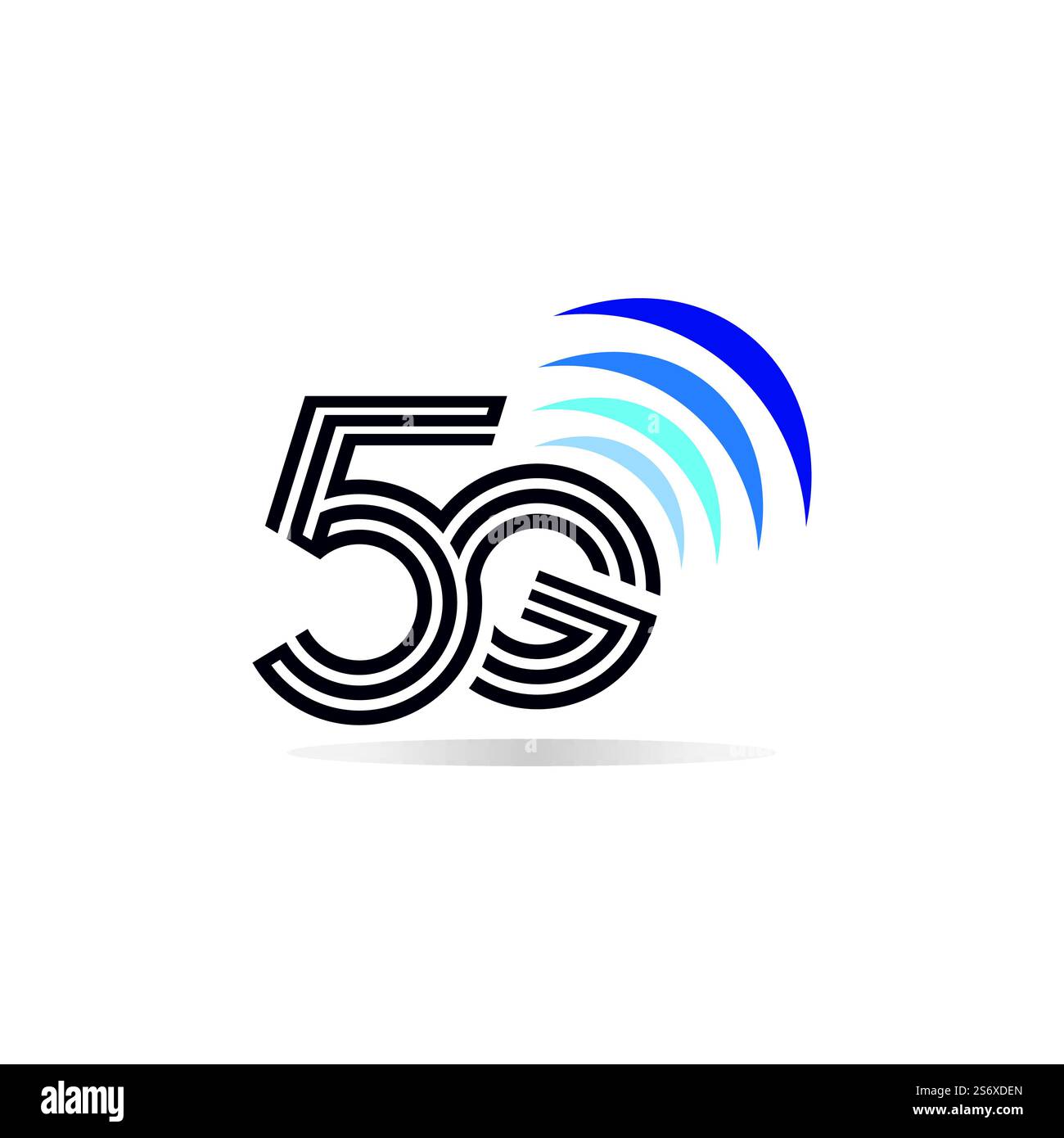 5G network logo. Logo network 5G connection. Number 5 and G letter ...