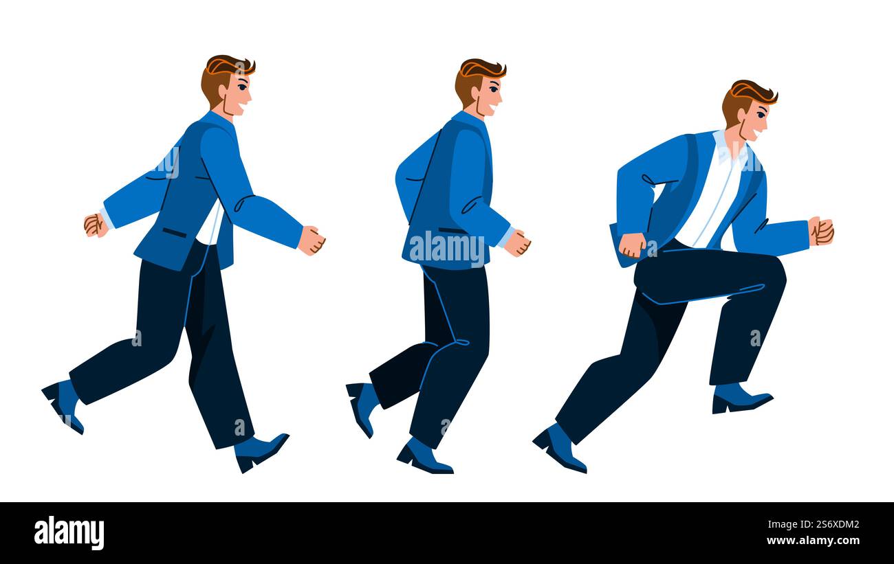 running business man vector. run fast person, strong hurry race ...