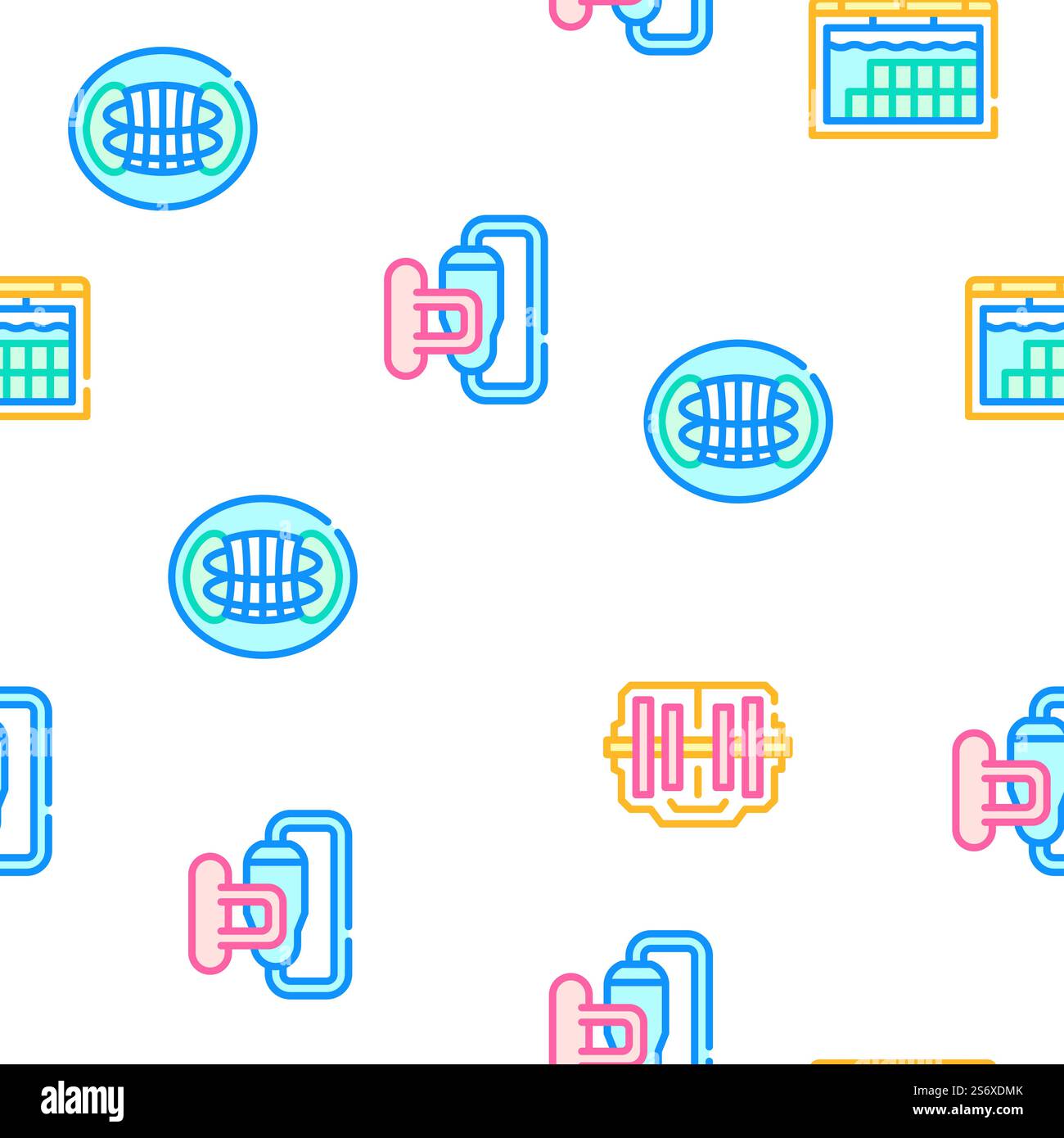 Nuclear Energy Power Collection Vector Seamless Pattern Color Line ...