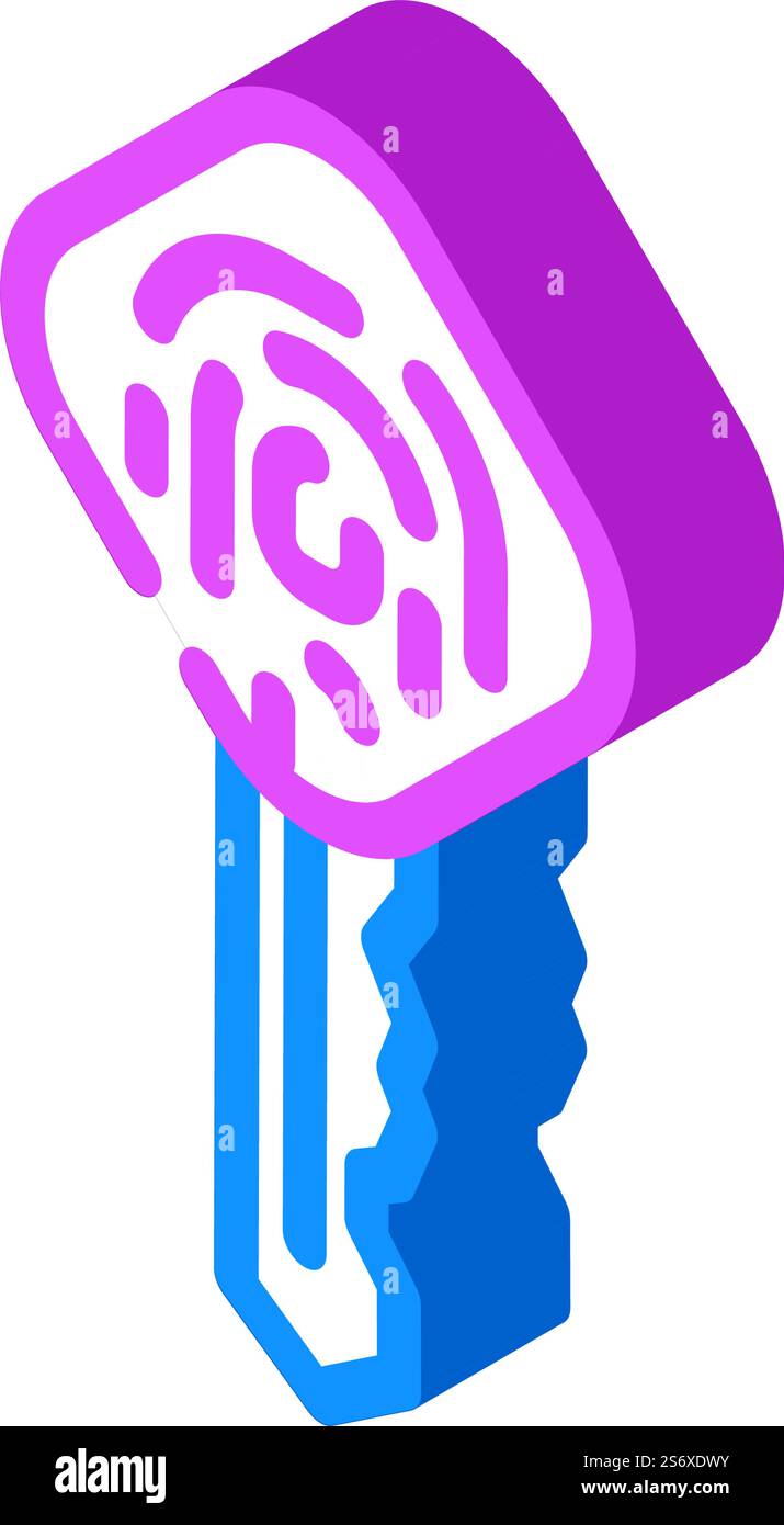key with fingerprint scanner isometric icon vector. key with ...