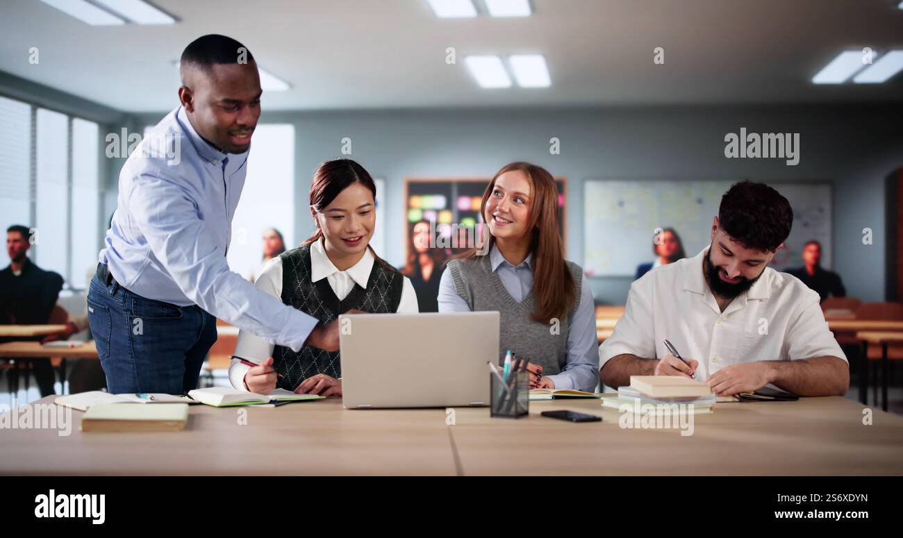 People Studying Knowledge In Classroom Indoors. Learning In Lecture ...
