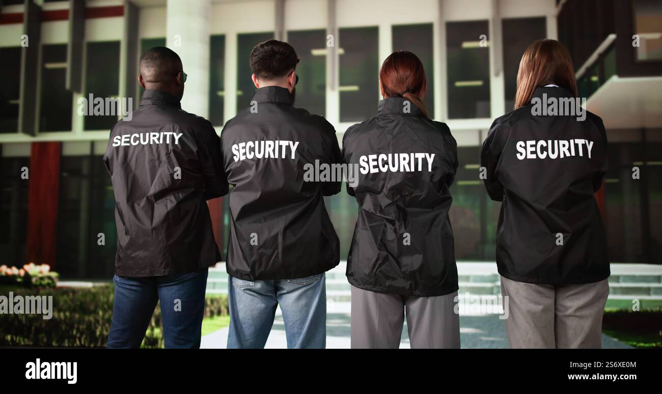 Security Guard Event Service. Officer And His Group Stock Photo - Alamy