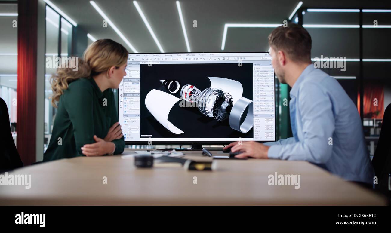 Engineer Doing 3D CAD Model Design On Computer At Office Stock Photo - Alamy