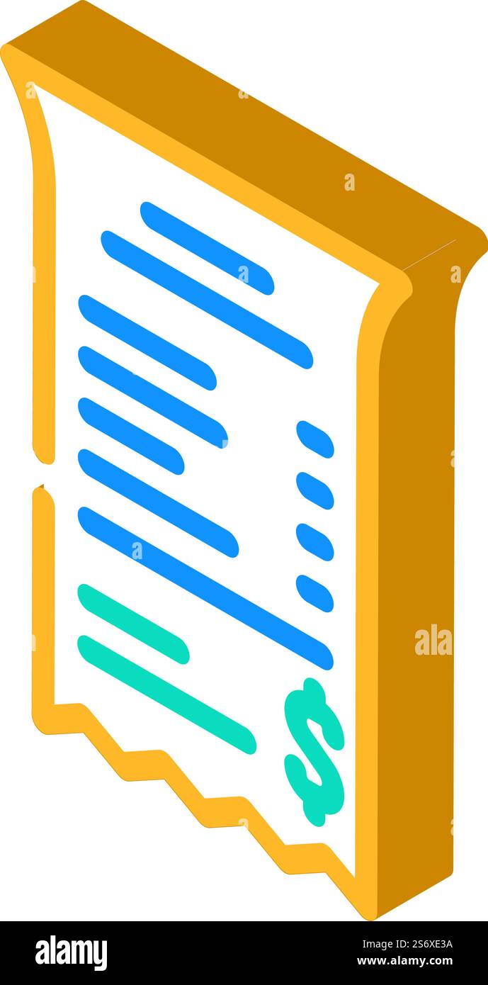 bill receipt isometric icon vector. bill receipt sign. isolated symbol ...