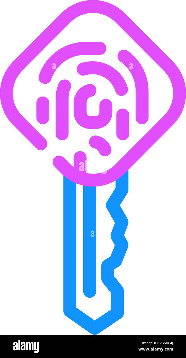key with fingerprint scanner color icon vector. key with fingerprint ...