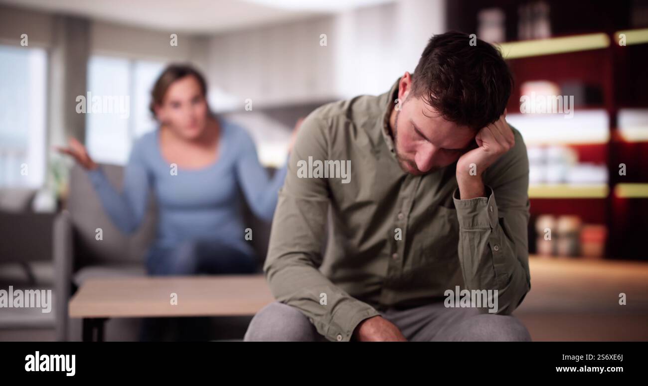 Sad Couple Family Problems And Divorce. Man Ignoring Woman Stock Photo ...