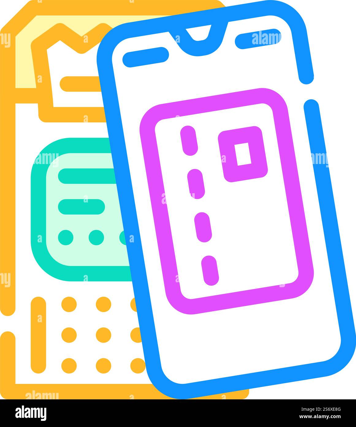 cashless and contactless payment with phone color icon vector. cashless ...