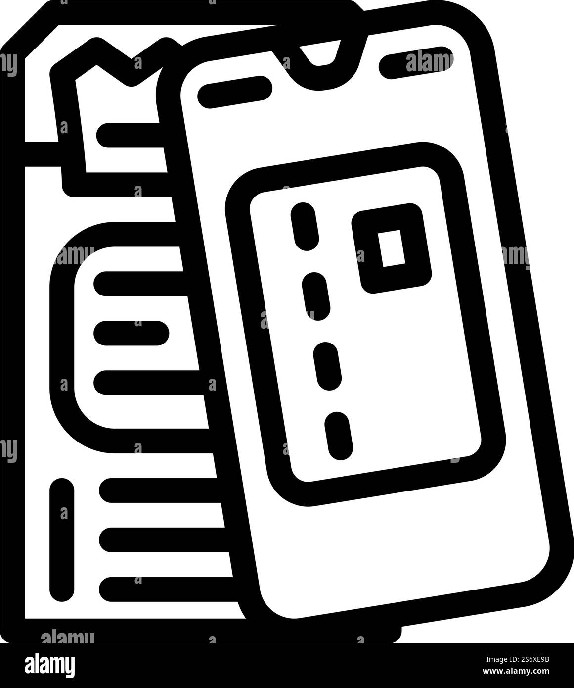 cashless and contactless payment with phone line icon vector. cashless ...